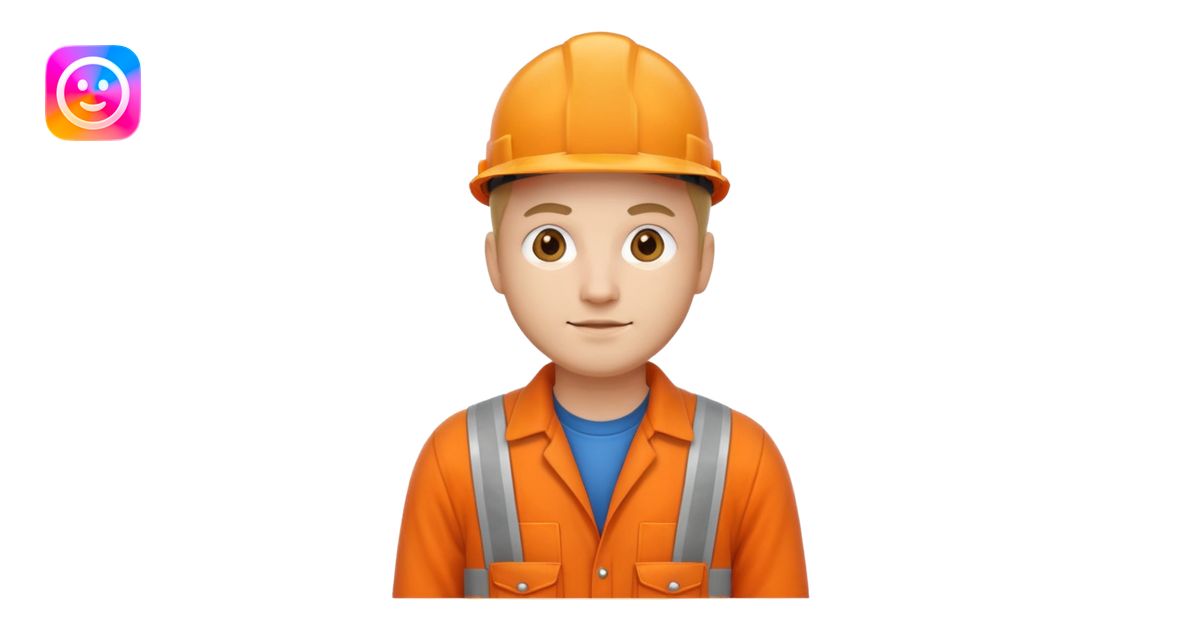 engineer orange overalls standing emoji | AI Emoji Generator