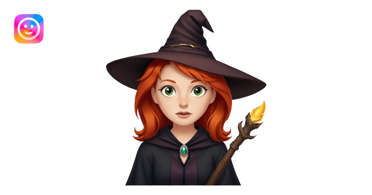 Red haired witch, sassy rolling eyes emoji | AI Emoji Generator