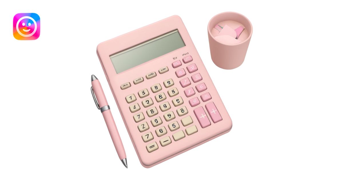 Soft pastel flatlay with pastel pink calculator, beige pen, and study ...