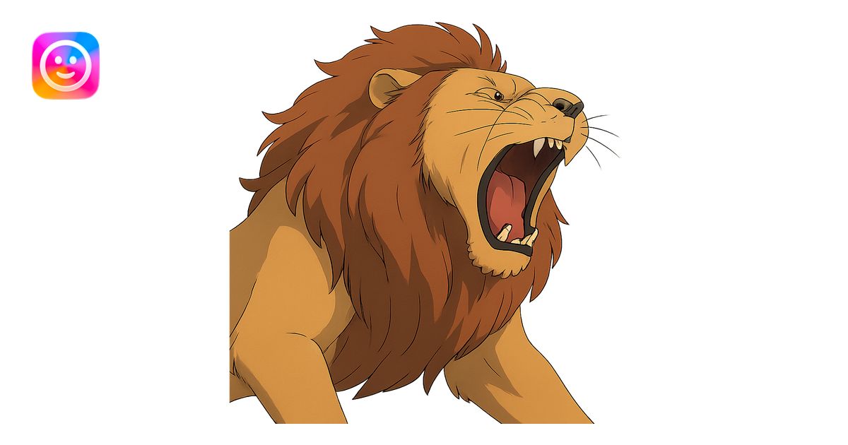 ghibli style roaring lion emoji | AI Emoji Generator