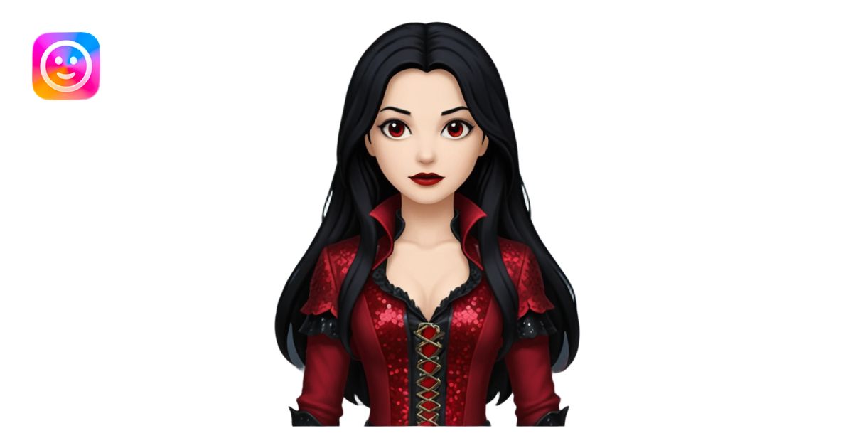 Anna Valerious from Van Helsing with long black hair, dark red sequin ...