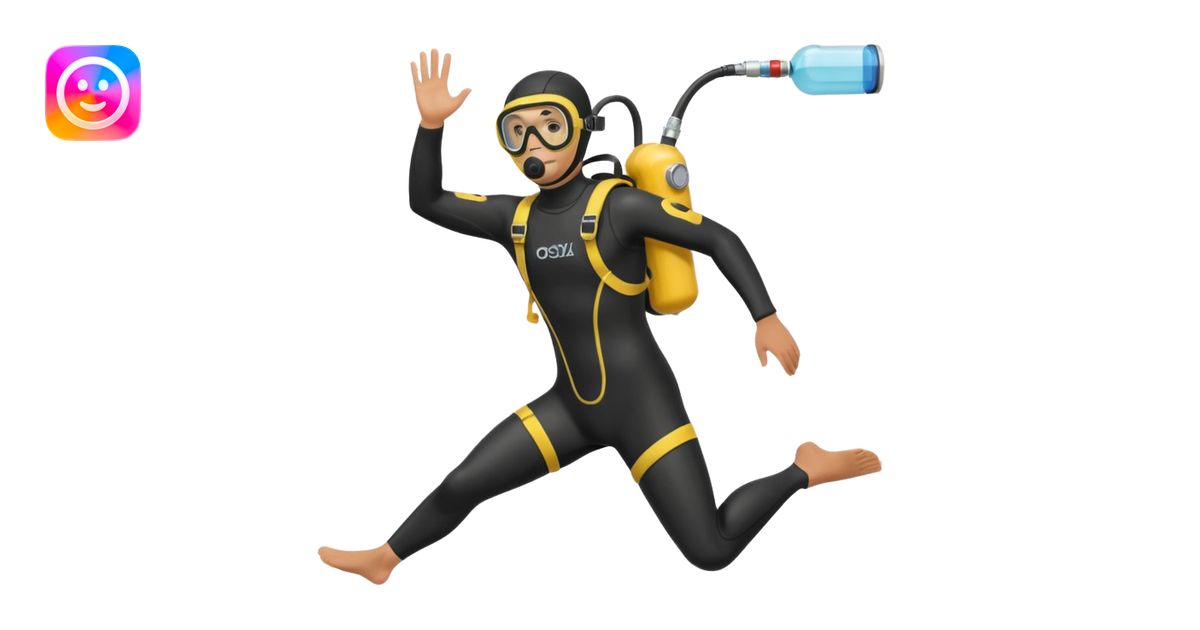 diver man swimming full body with diver mask and oxygen tank emoji | AI ...