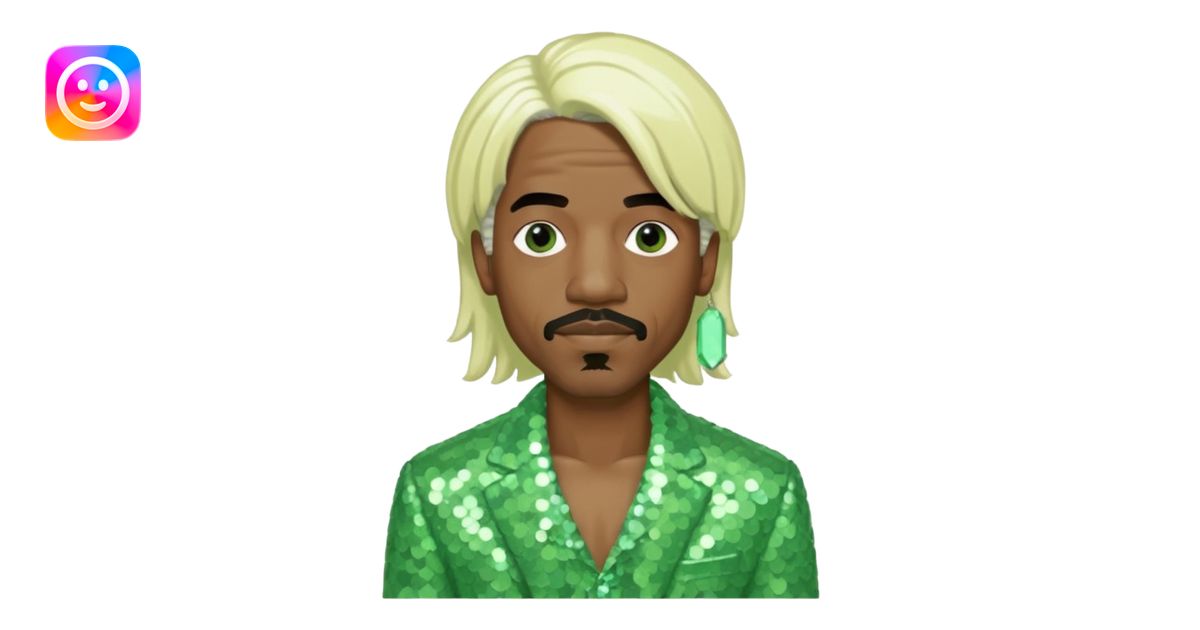 Andre 3000 from Outkast with long white blonde hair, pale green sequin ...