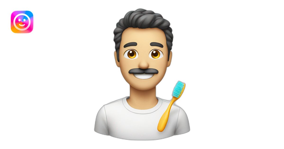 Guy with a toothbrush moustache smiling emoji | AI Emoji Generator