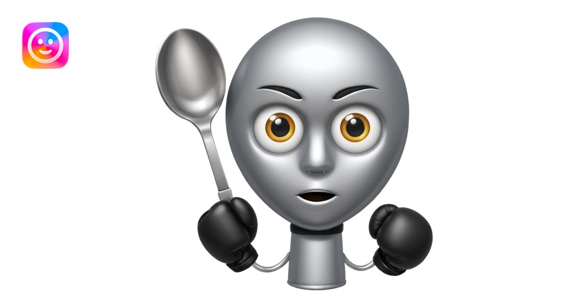 a spoon with the handle, with eyes and boxe gloves emoji | AI Emoji ...