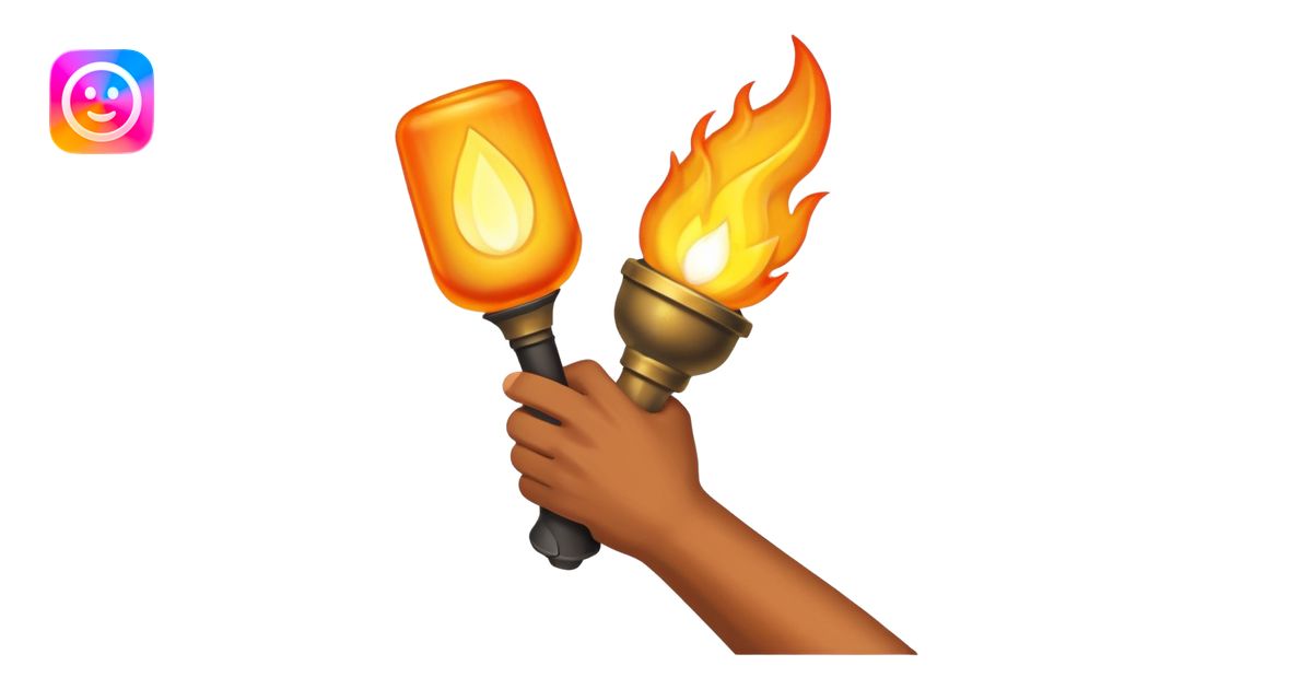 An arm holding a torch flame emoji | AI Emoji Generator