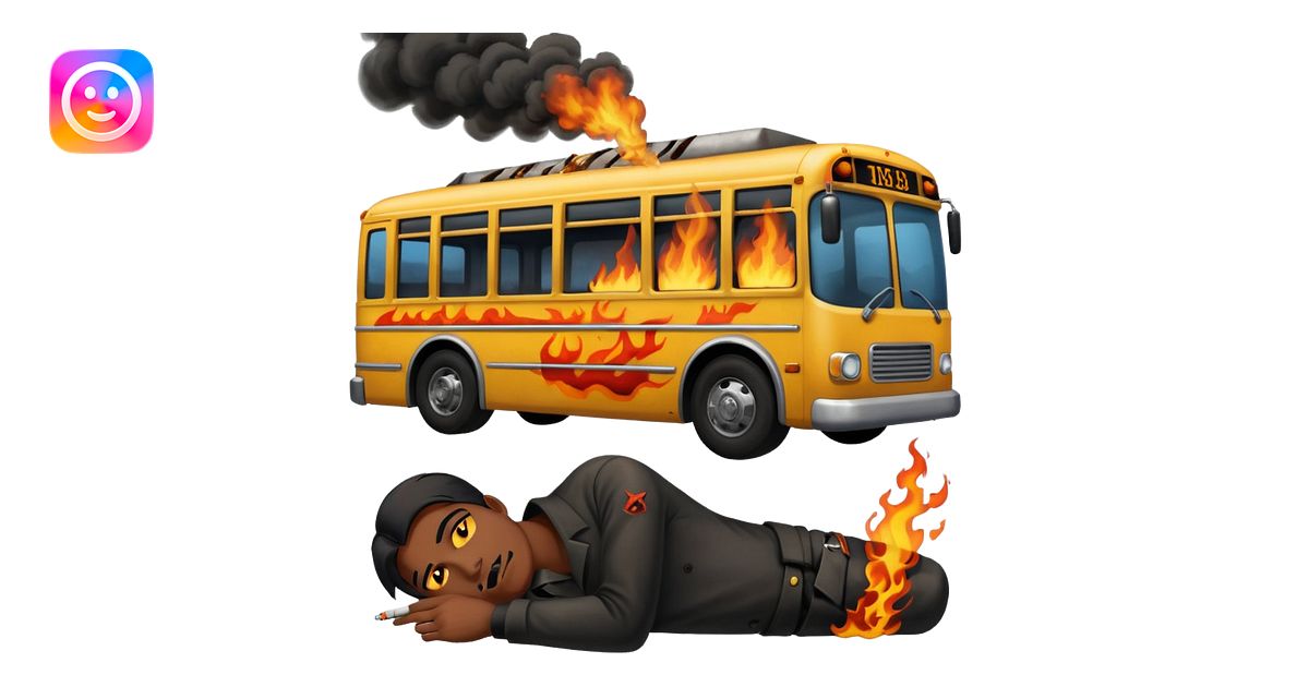 Bus running person over on fire emoji | AI Emoji Generator