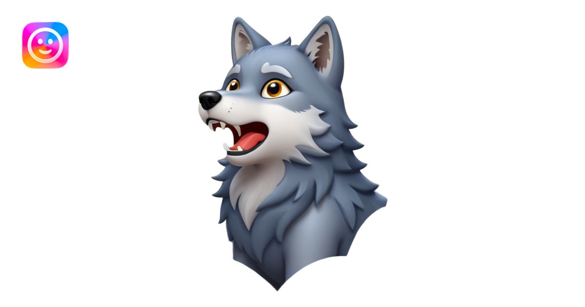 Wolf howling at moon, cartoon emoji, night theme, no background emoji ...