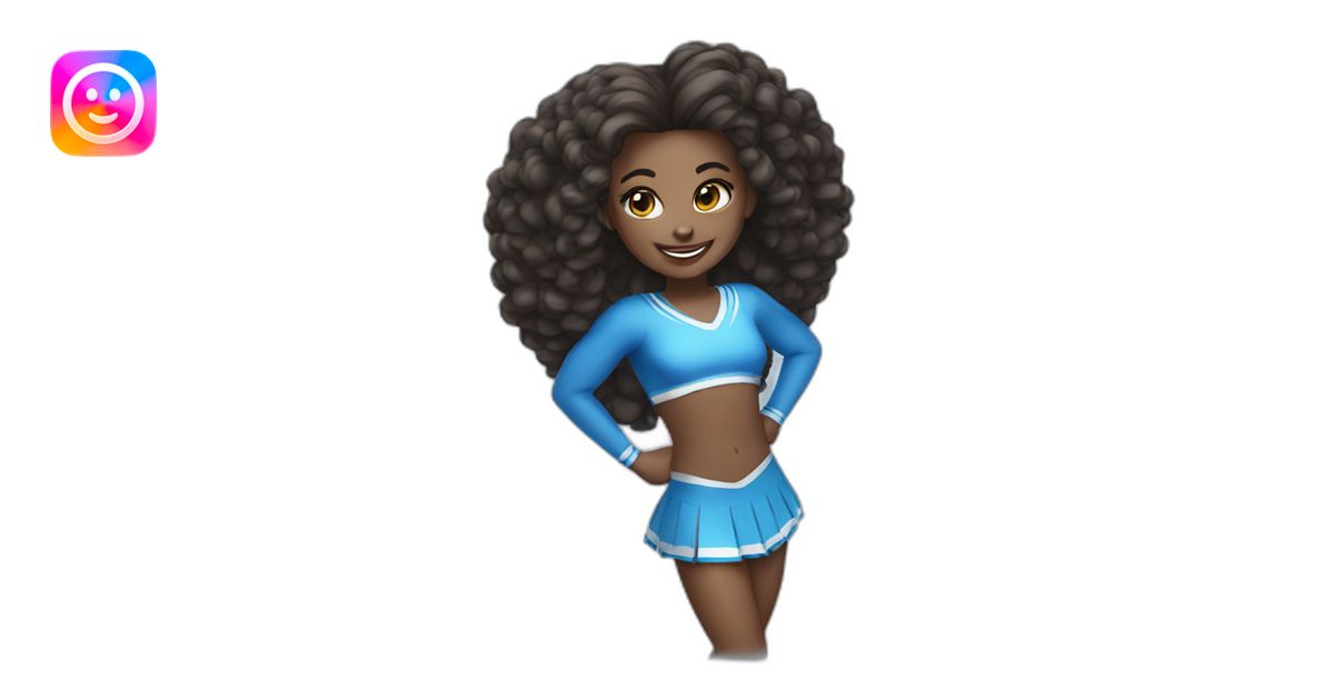 Cheer Girl in blue emoji | AI Emoji Generator