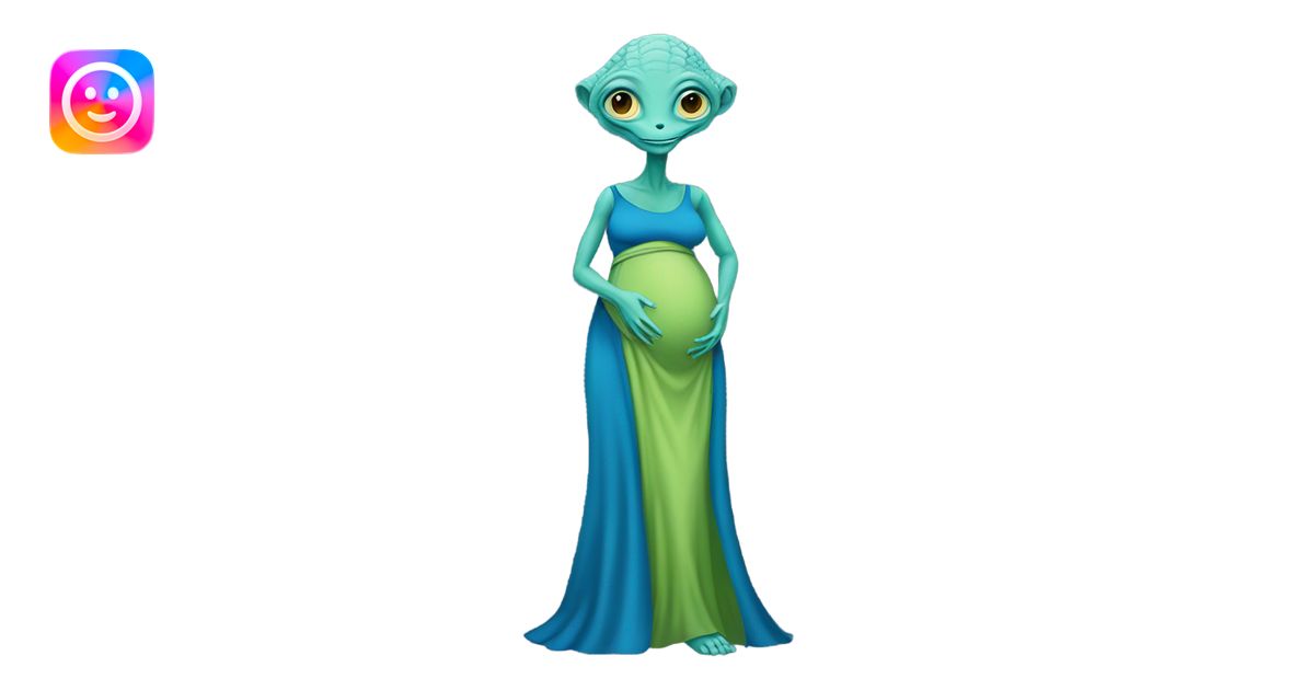 Pregnant Reptilian alien woman, full body in blue dress emoji | AI ...
