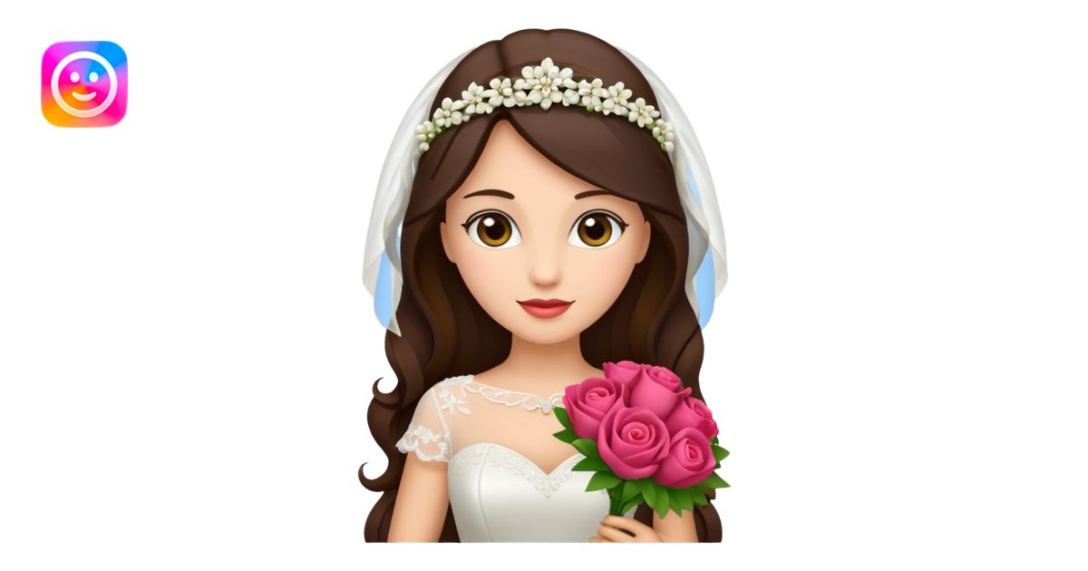 brunette bride with bouqet emoji | AI Emoji Generator