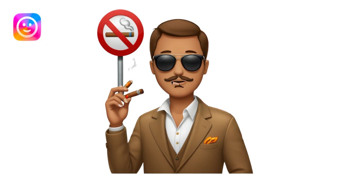 „no smoking“ street sign with a man who smoks cigar emoji | AI Emoji ...