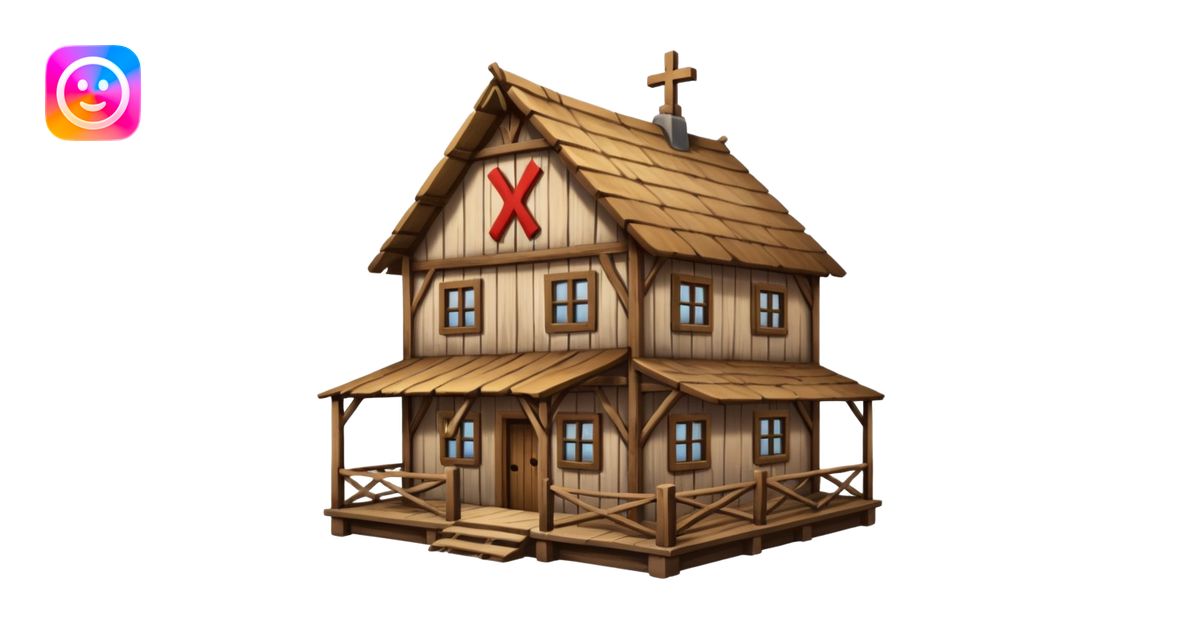 an inn with a big X on it emoji | AI Emoji Generator