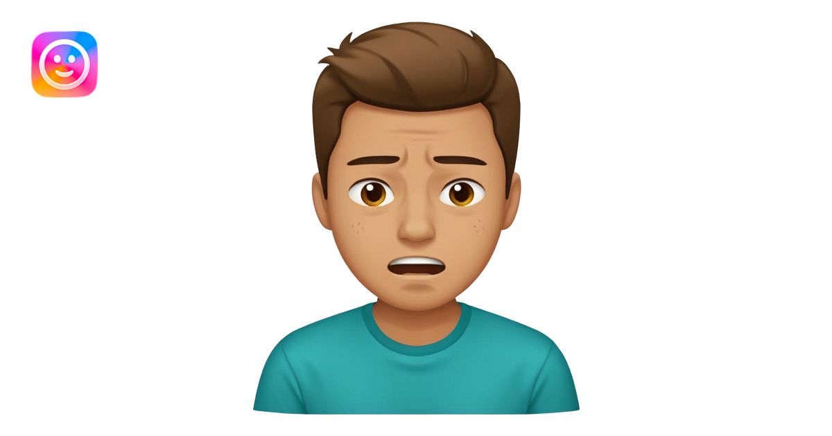 25 year old man in teal shirt that looks like he is in pain emoji | AI ...
