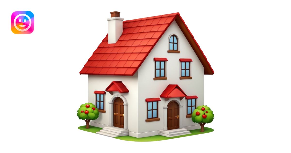house with red roof, apple emoji style emoji | AI Emoji Generator