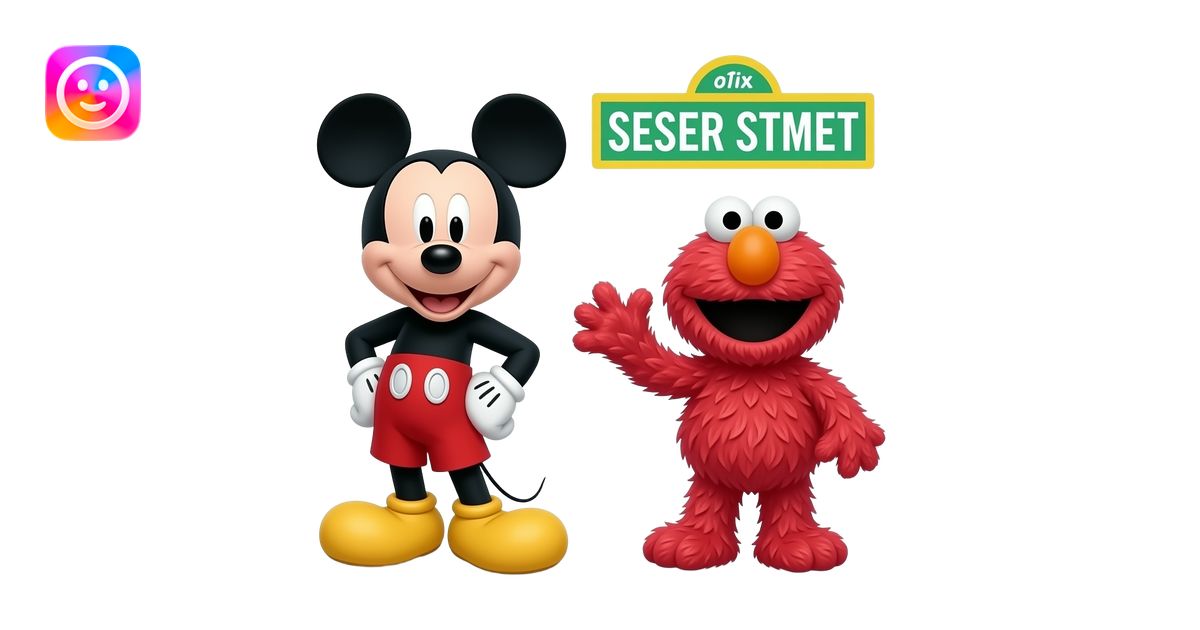 Mickey Mouse Full-body and Elmo from Sesame Street emoji | AI Emoji ...