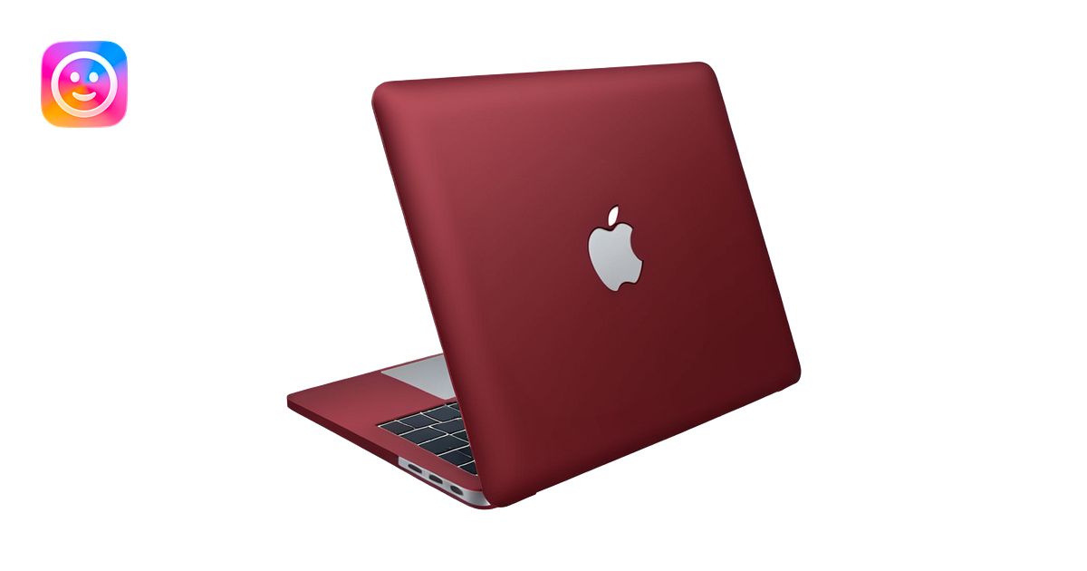 dark red coloured macbook, angled view, half closed emoji | AI Emoji ...