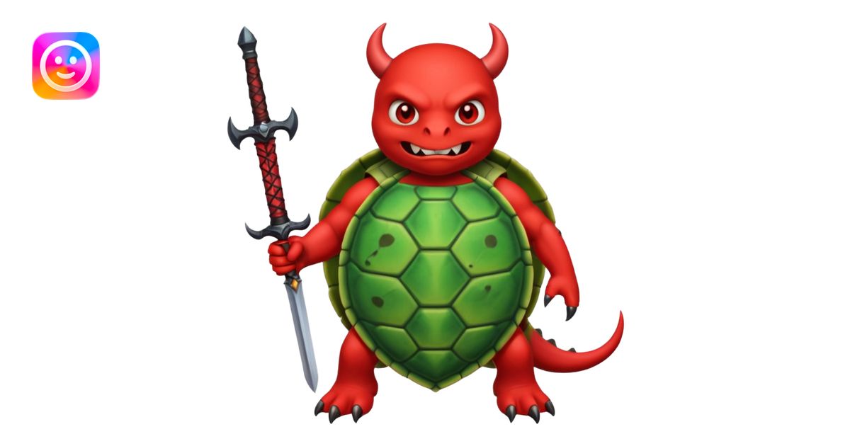 A devil in a turtle carapace add devil sword emoji | AI Emoji Generator