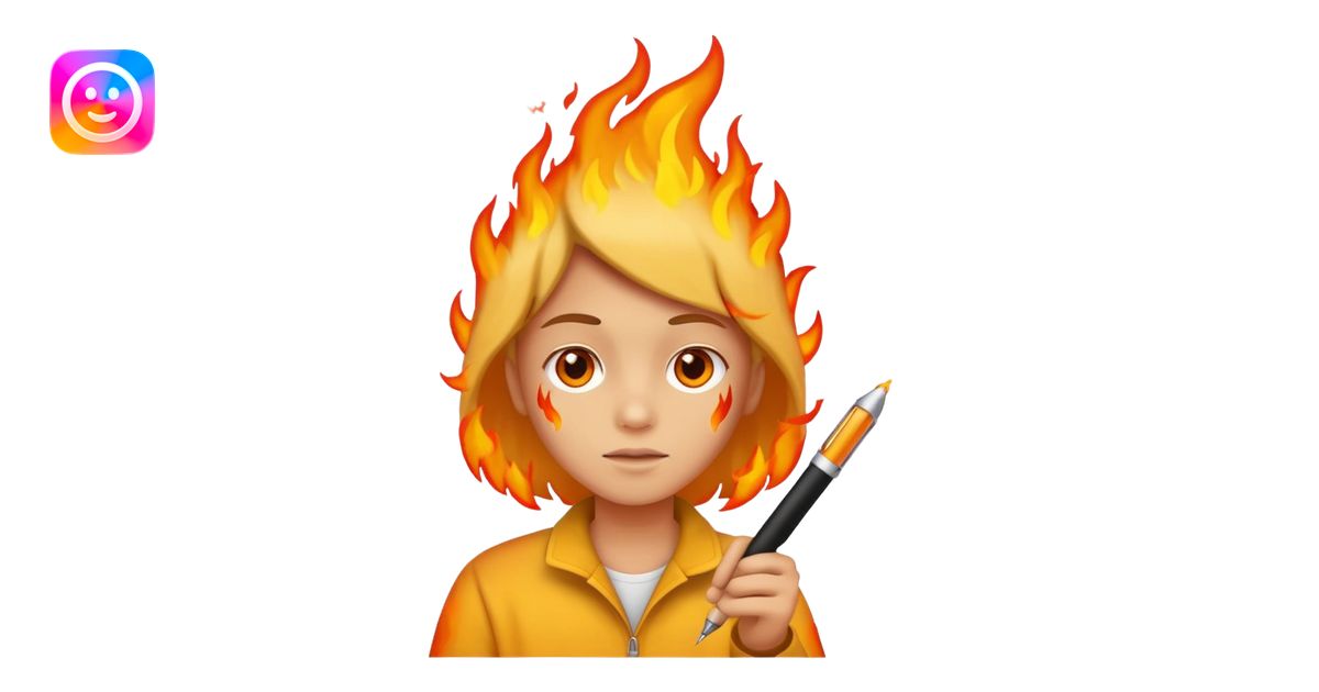 fire coming out of pen while writing emoji | AI Emoji Generator
