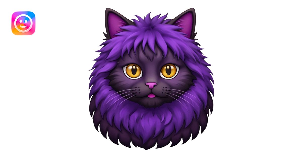 Hairy cat with aubergine emoji | AI Emoji Generator