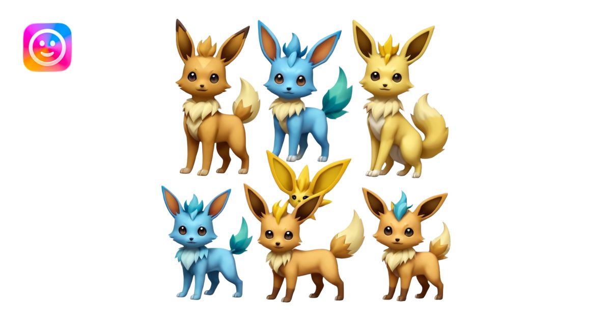Eevee-Jolteon-Flareon-Vaporeon-Leafeon-Umbreon-Glaceon-Espeon-Fakémon ...