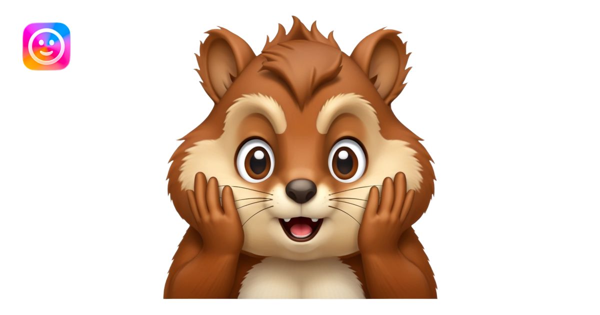 Squirrel that’s shocked with hands on the face emoji | AI Emoji Generator