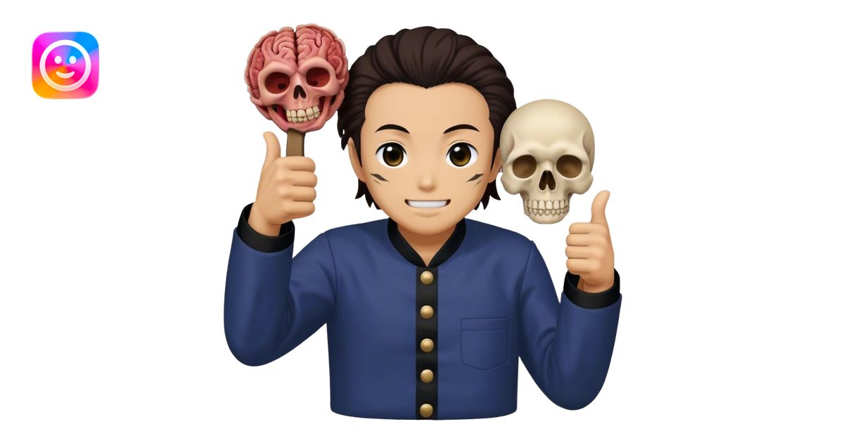 Tanjiro Kamado doing a thumbs up while holding Muzan’s dead head emoji ...