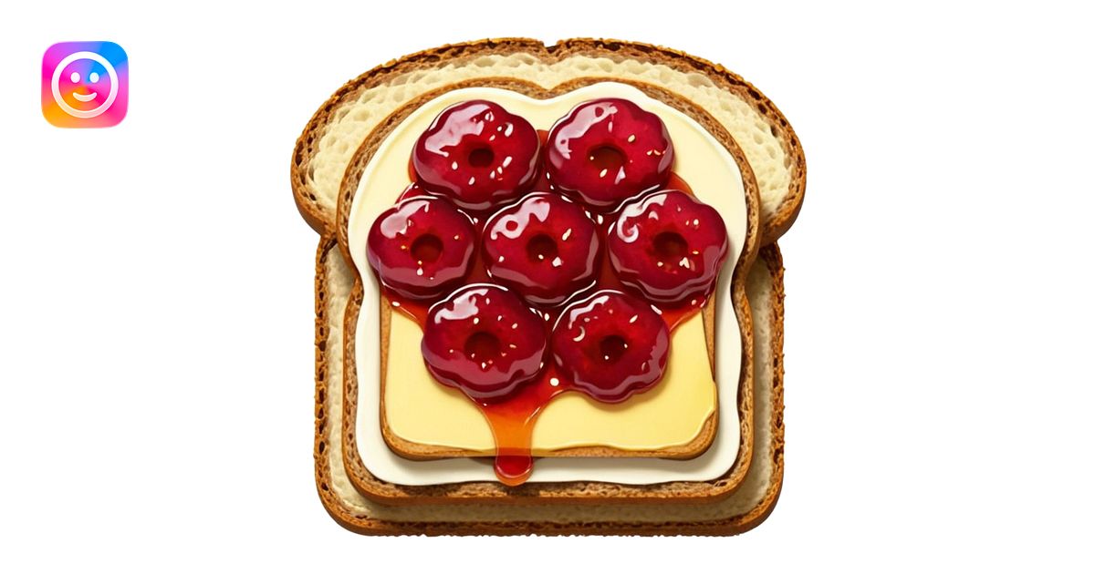 2 slices with pice of butter and jam on top emoji | AI Emoji Generator