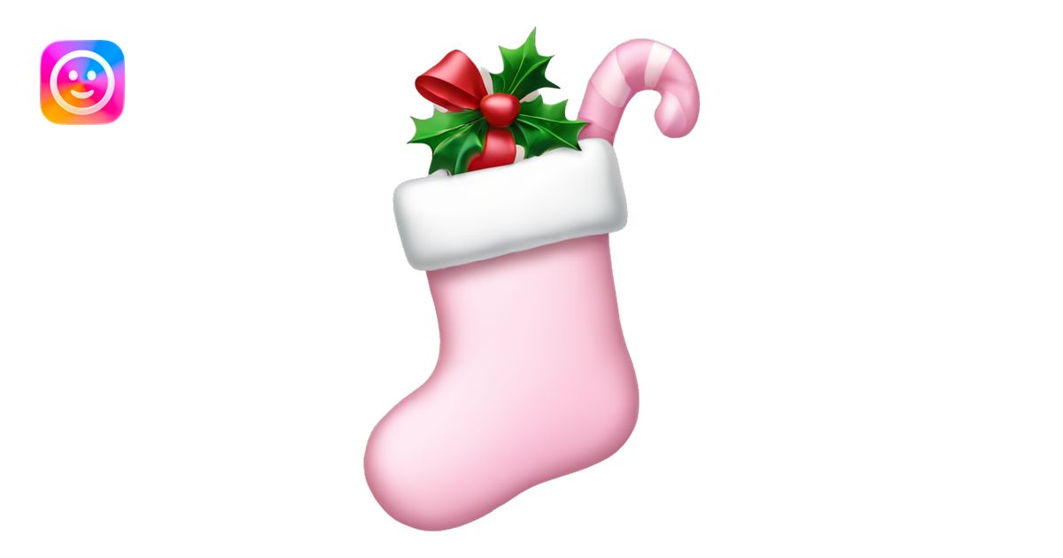 light pink Christmas stocking with bow emoji | AI Emoji Generator