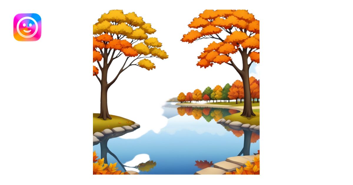 a park with a lake in autumn season emoji | AI Emoji Generator