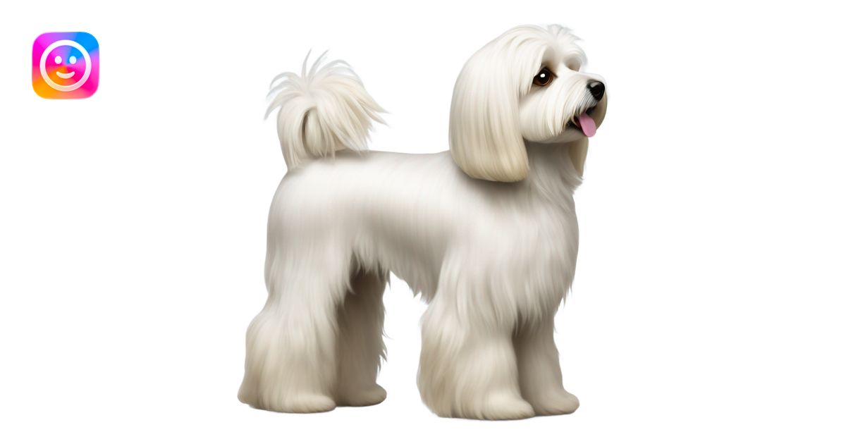 Side view of Havanese long har all the way down to the floor at a dog ...