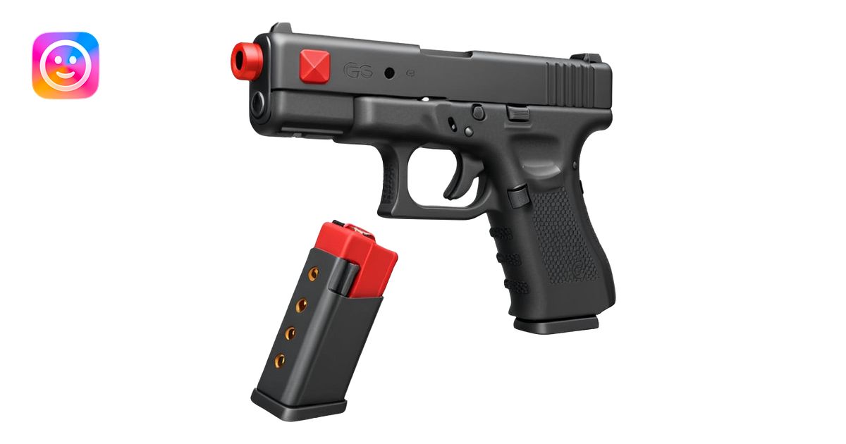 a red glock 20 with a drum mag inside of it with a red flag like people ...