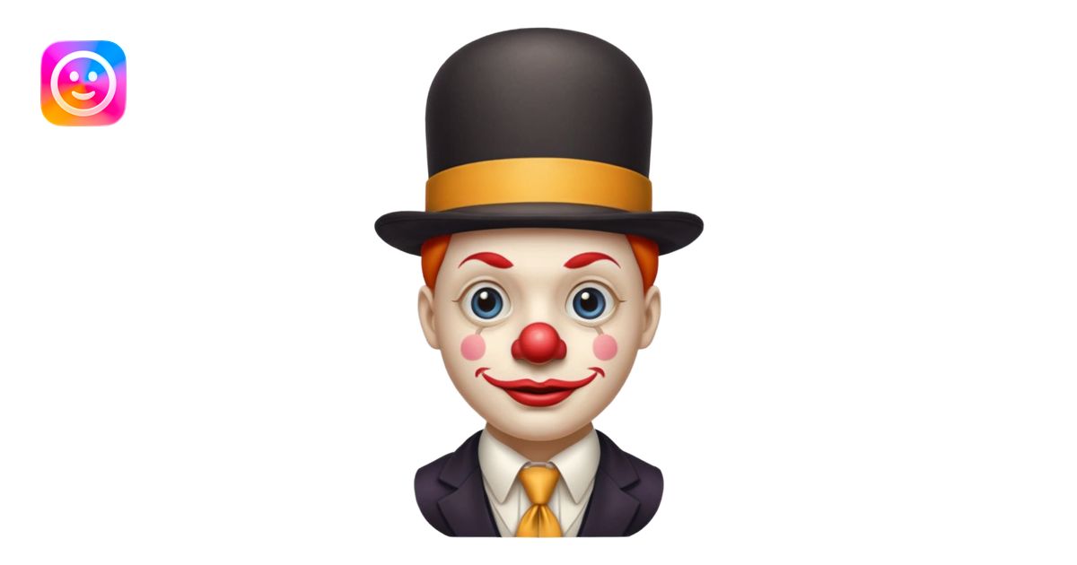 Clown in bowler hat & long tie emoji | AI Emoji Generator
