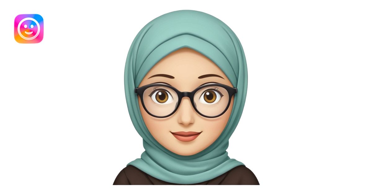 hijabi with fair skin and big glasses she has light eyes emoji | AI ...