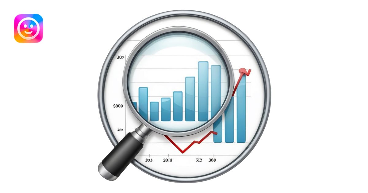 magnifying glass examining a downward trending chart, decreasing graph ...