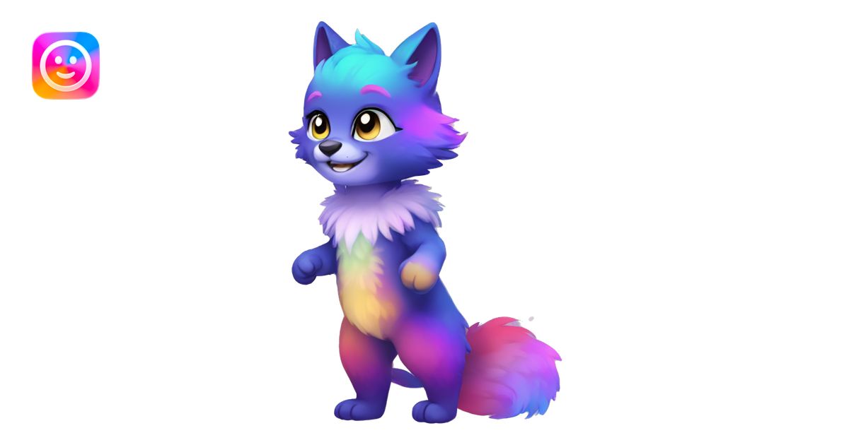 Colorful gradient-Sparkle-nebula-fursona anthropomorphic furry full ...