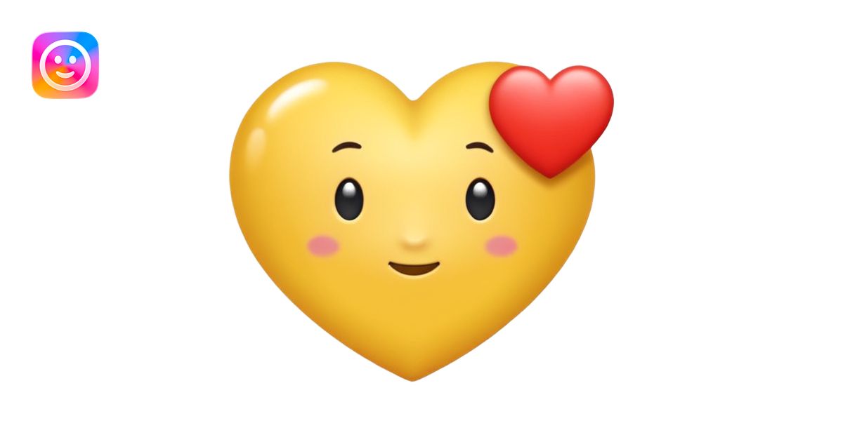 Une bulle de BD jaune avec dedans un coeur blanc emoji | AI Emoji Generator