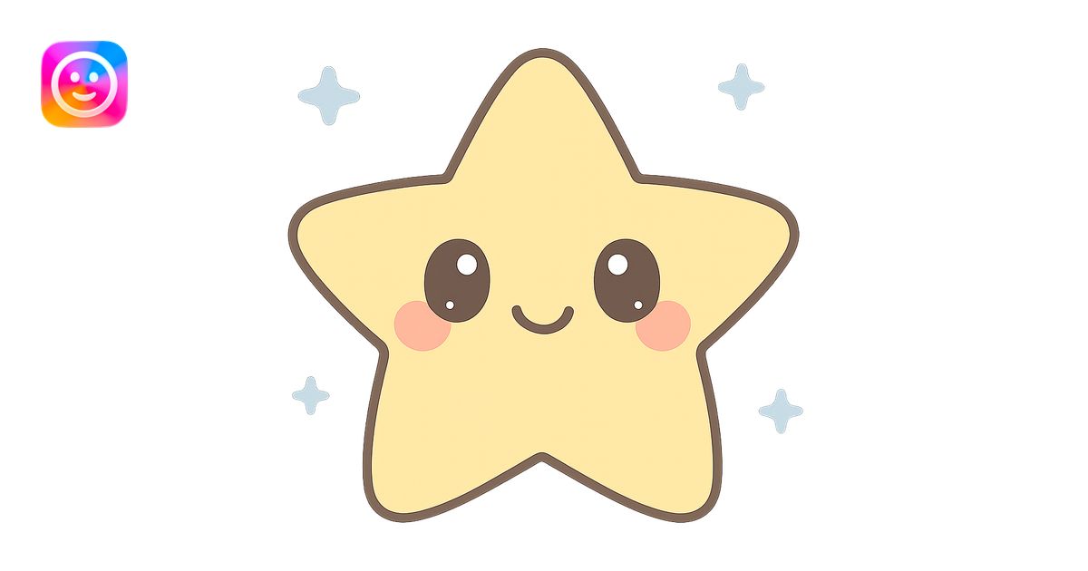 a happy star with blushing cheeks, kawaii style illustration | AI Emoji Generator