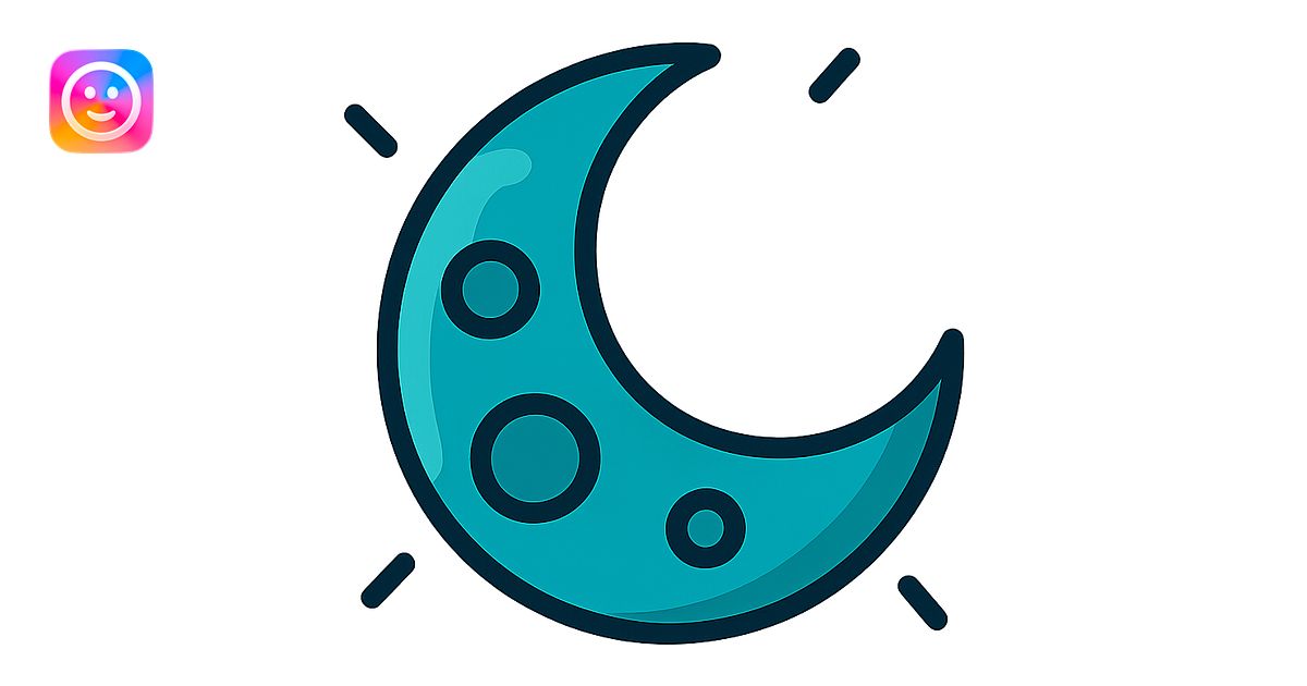 clean design dark cyan moon with subtle glow icon | AI Emoji Generator