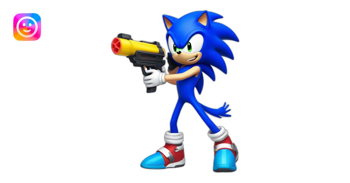 Sonic with a water gun emoji | AI Emoji Generator