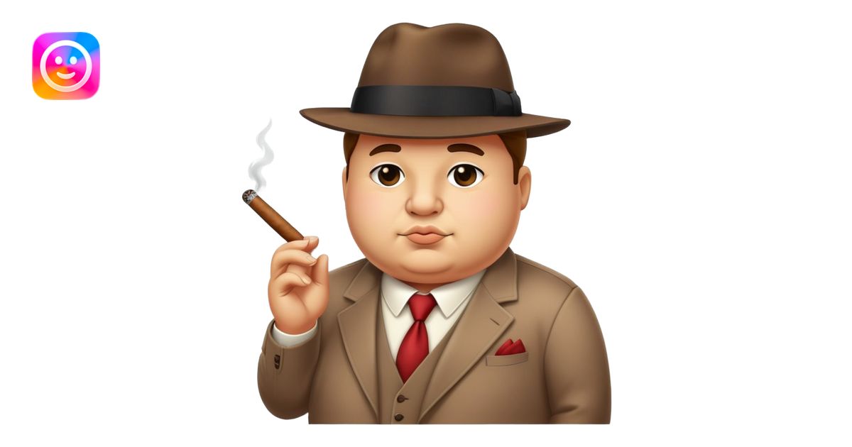 cute chubby mafia boss with fedora hat and tiny cigar emoji | AI Emoji ...