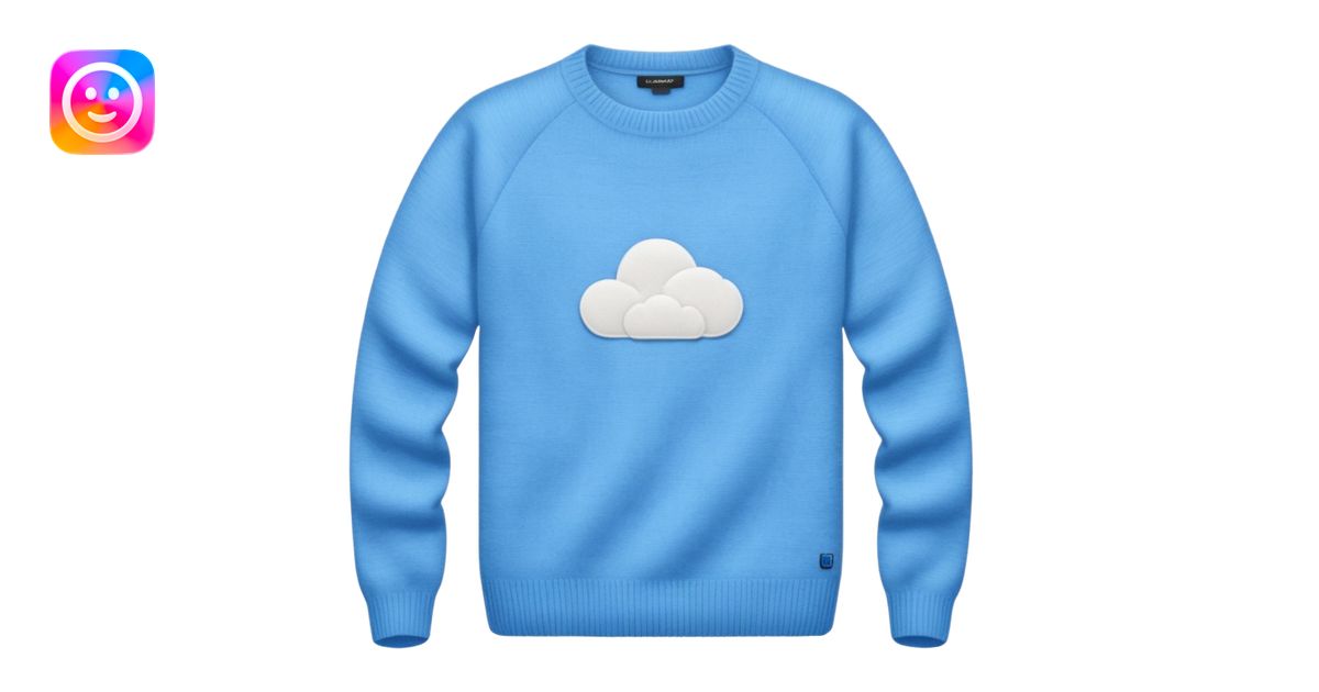 sky-blue wool sweater with light fabric folds and soft shading, casual ...