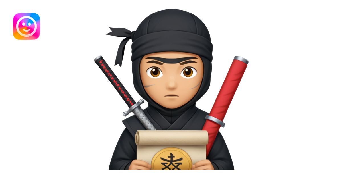 Ninja with closed scroll emoji | AI Emoji Generator