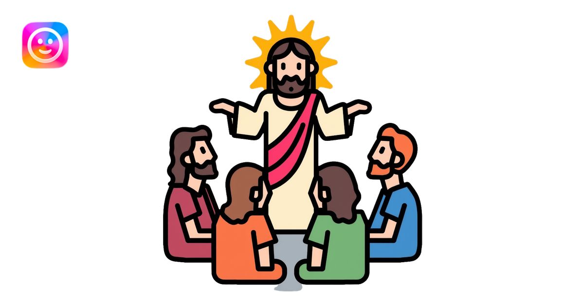 Jesus teaching his followers, spiritual leader with disciples icon | AI ...