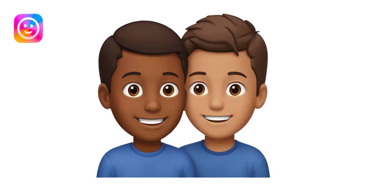 Two boys having a conversation facing at each other. emoji | AI Emoji ...