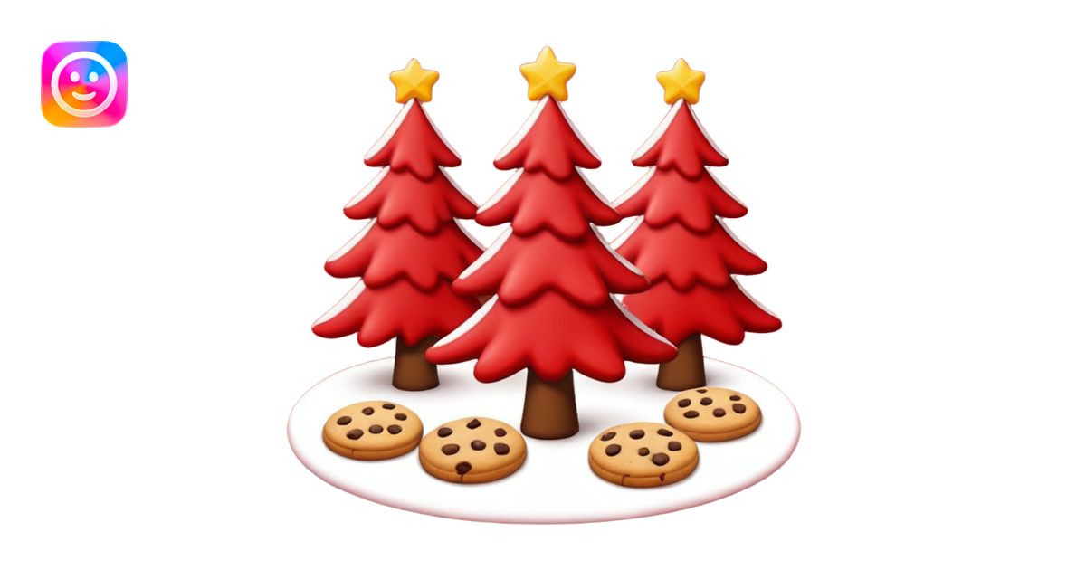 Christmas wallpaper with emoji trees cookies chilling all in red colour ...