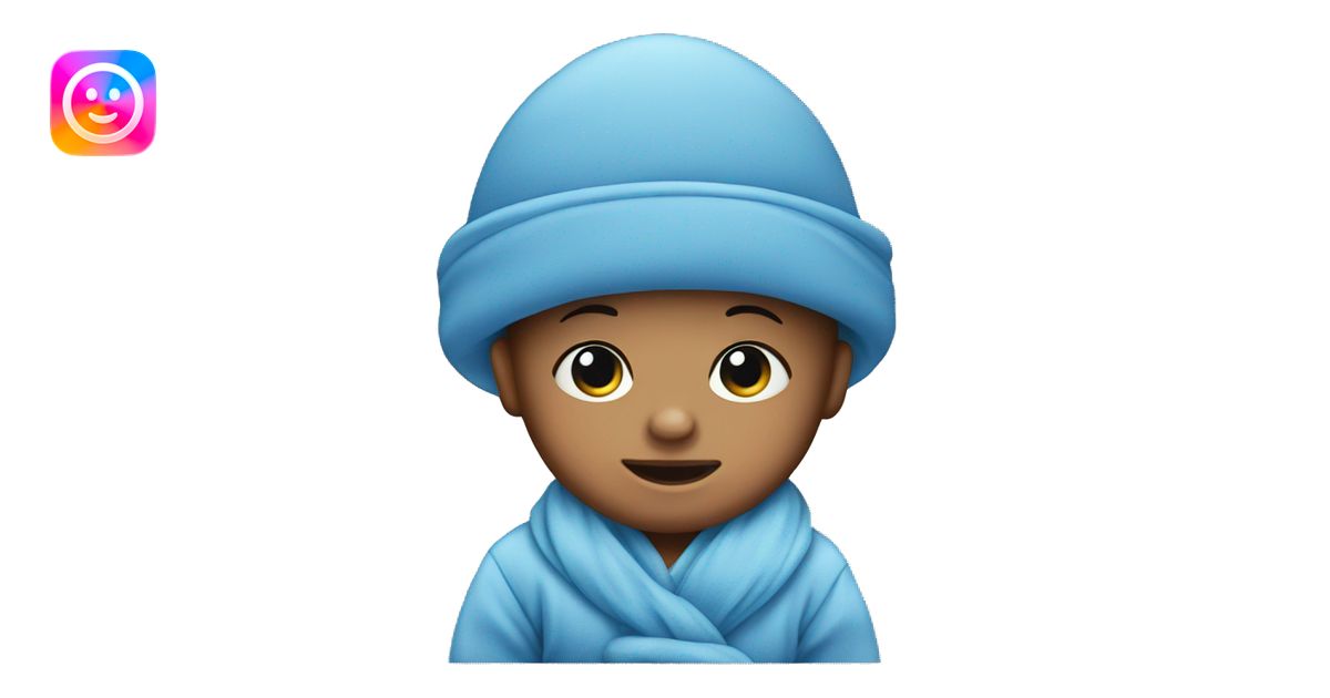 Newborn baby with blue hat emoji | AI Emoji Generator