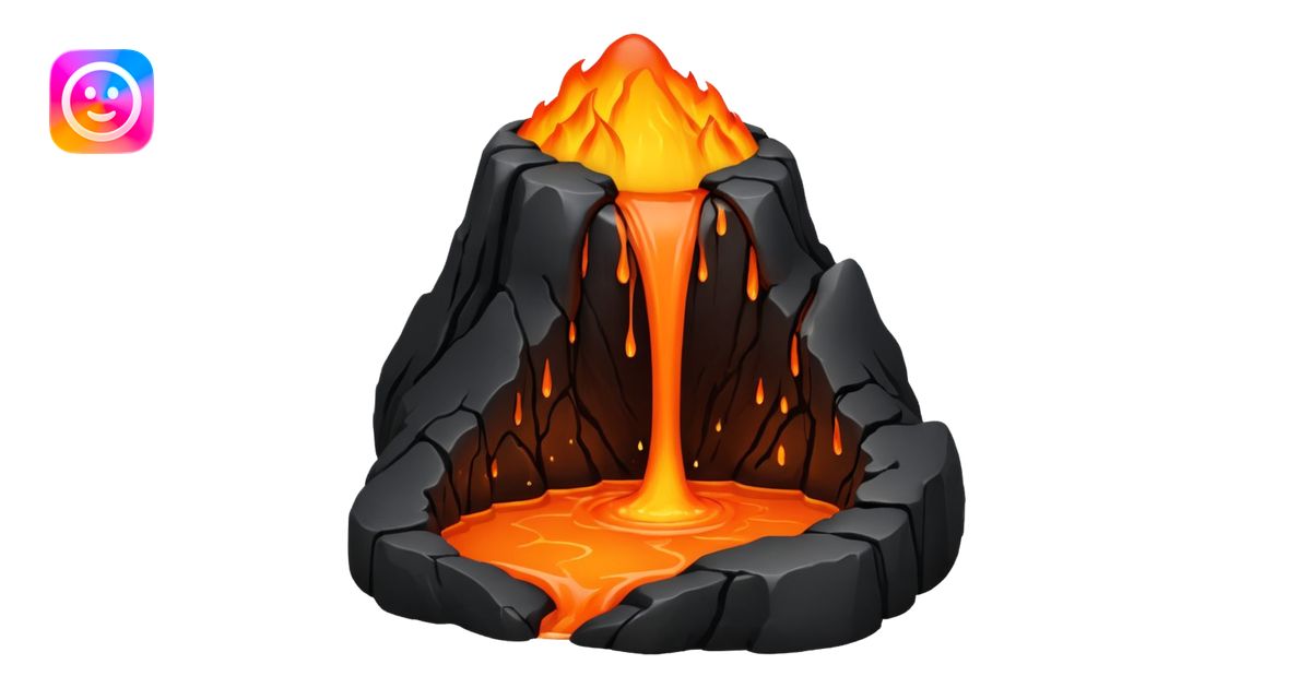 A lava flow spilling slowly over blackened rocks. emoji | AI Emoji ...
