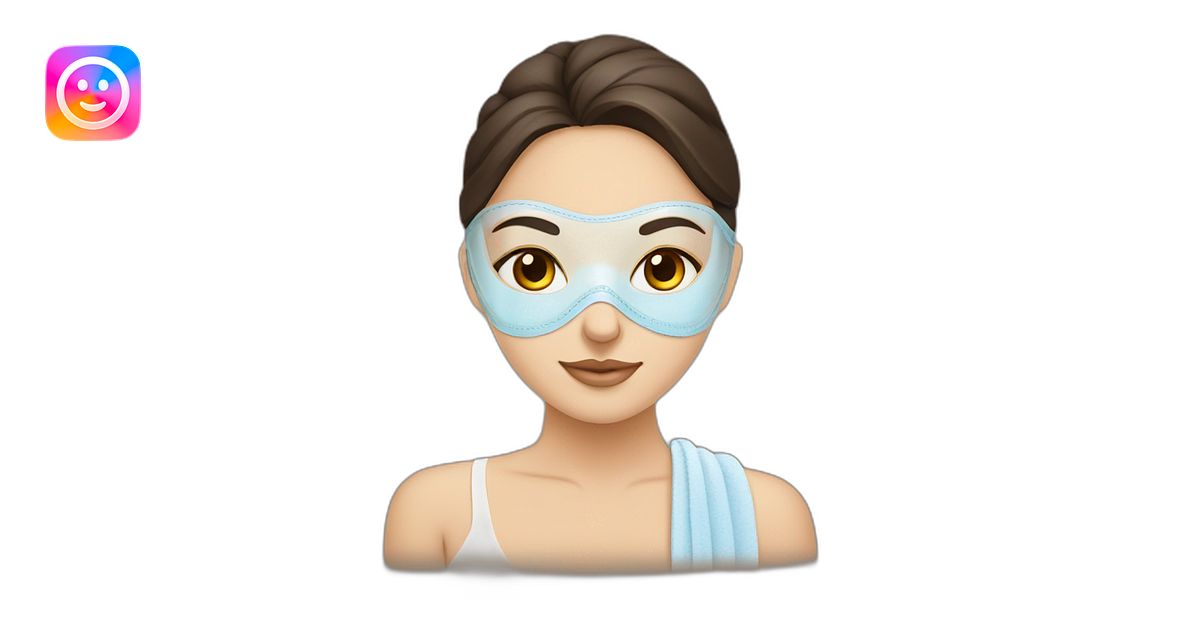 Brunette girl with spa mask relaxing emoji | AI Emoji Generator