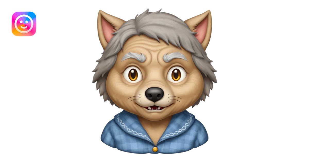 The big bad wolf is wearing Grandma's clothes, yet its face still looks ...